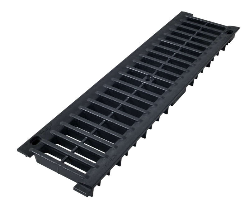 Grille de caniveau en PVC L. 500 x l. 128 mm - classe A15 gris | BigMat